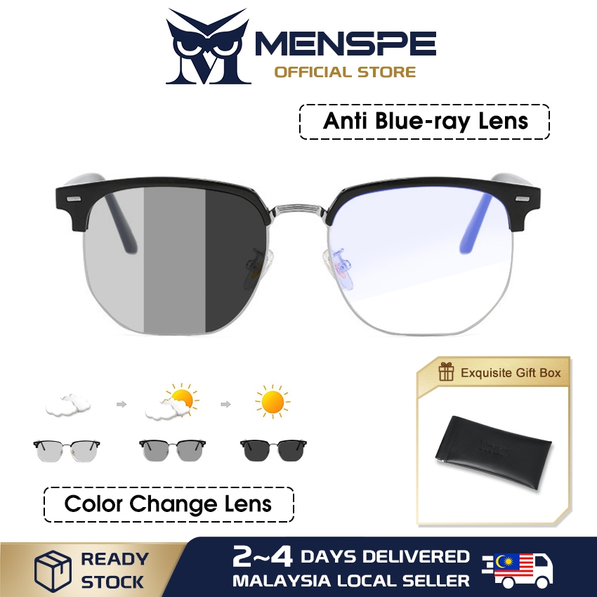 MENSPE Photochromic Eyeglasses Men Computer Glasses Fashion Semi Frame ...