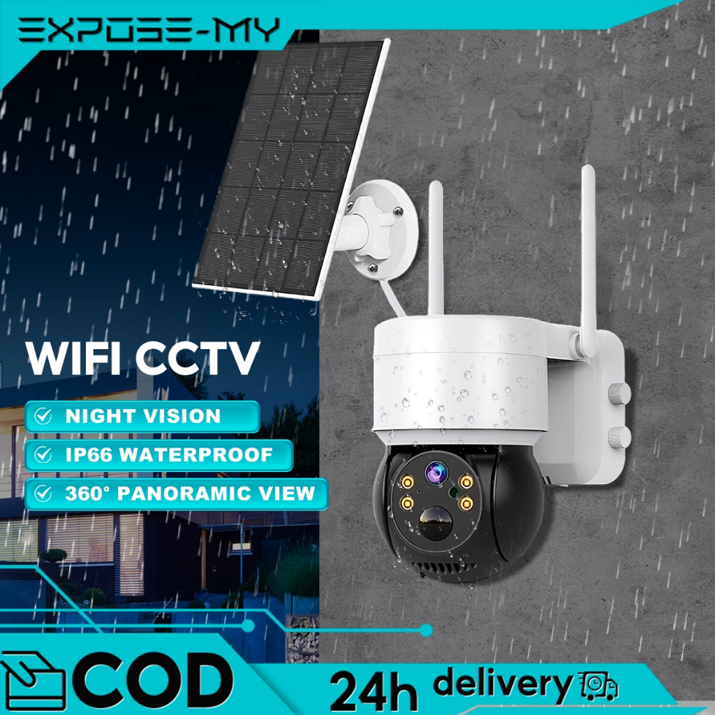 EXPOSE Waterproof Solar Night Vision Wi-Fi Wireless Outdoor CCTV ...