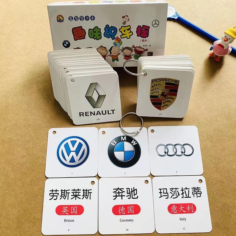 108pcs World Car Logo Flash Card Children Early Educational Card ...