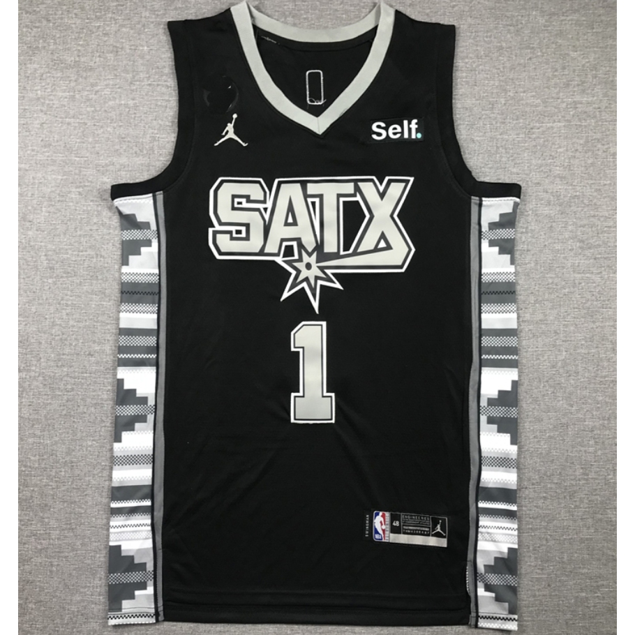 2023 new NBA men San Antonio Spurs 1 Victor Wembanyama SATX embroidery ...