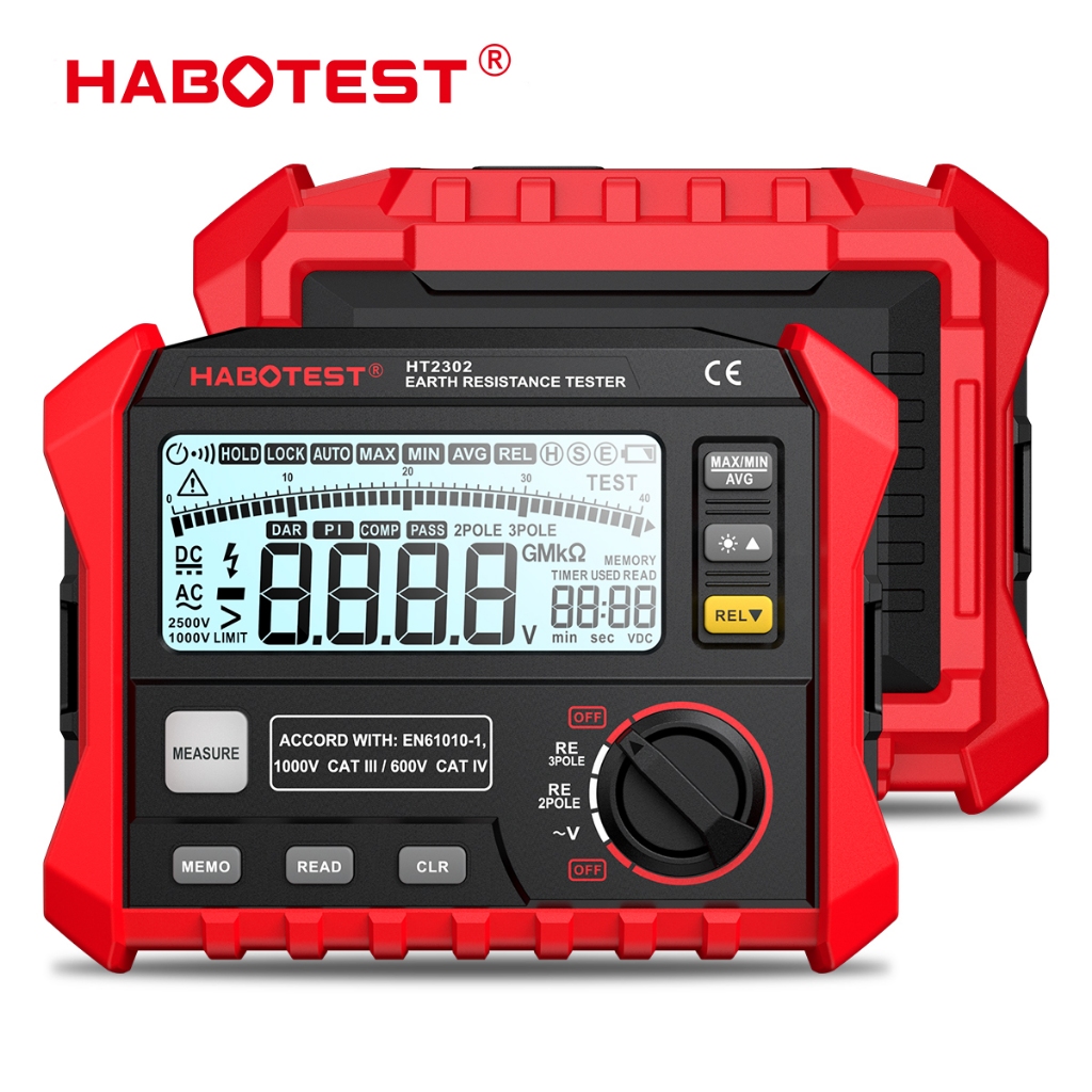 HABOTEST HT2302 Digital Earth Resistance Tester Meter 0 Ohm to 4K Ohm ...