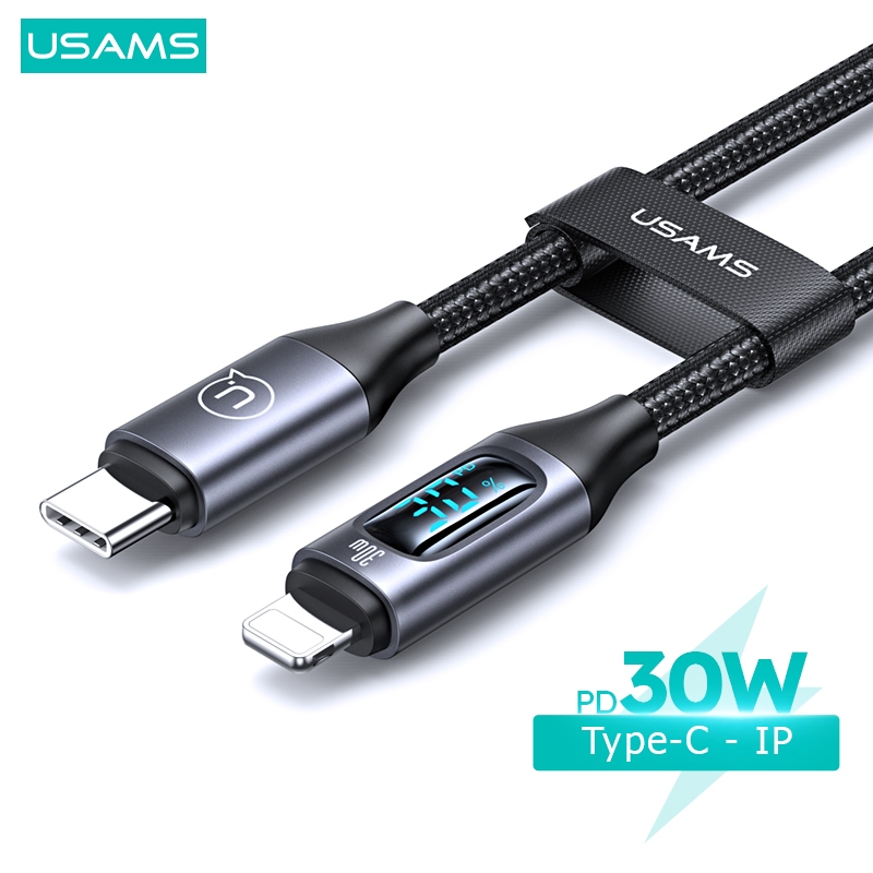 USAMS 30W USB C Cable Digital Display Of Battery Type C - IP PD Fast ...