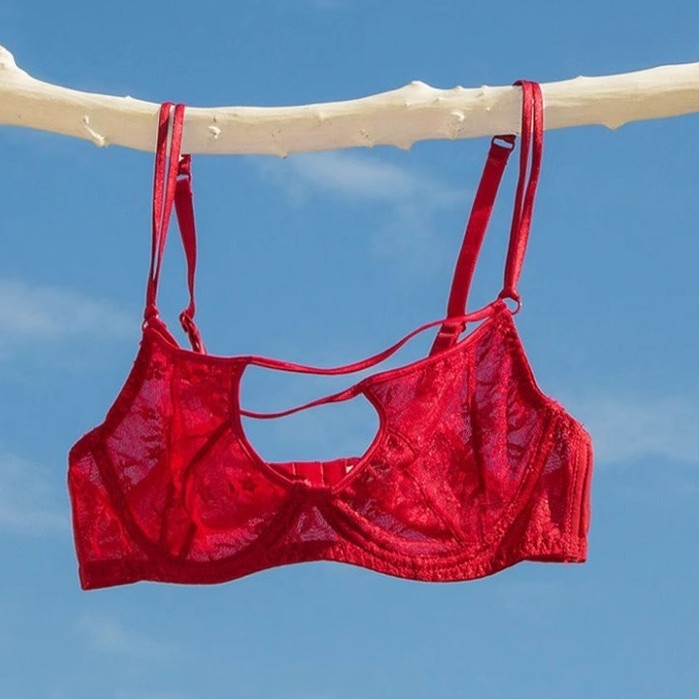 Sexy Sexy Lace Gathering Ultra-Thin Transparent Bra Set Underwear Big ...