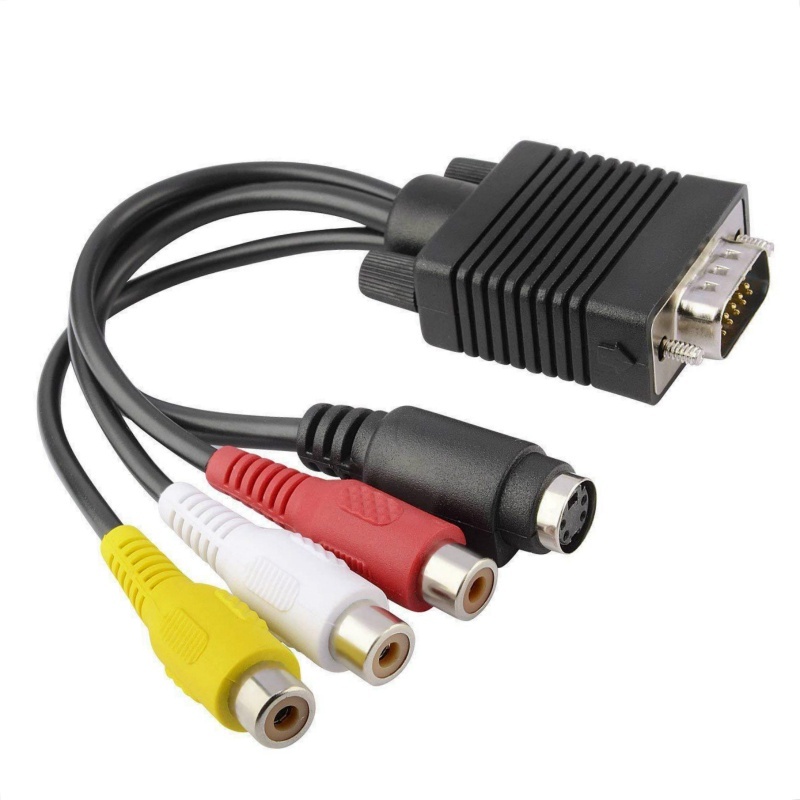 VGA SVGA TO S-Video 3 RCA Composite AV TV Out Converter Adapter Cable ...