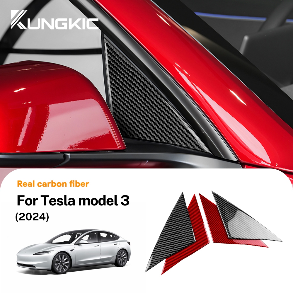 For Tesla Model 3 Highland 2024 Carbon Fiber Car Door Triangle Window ...