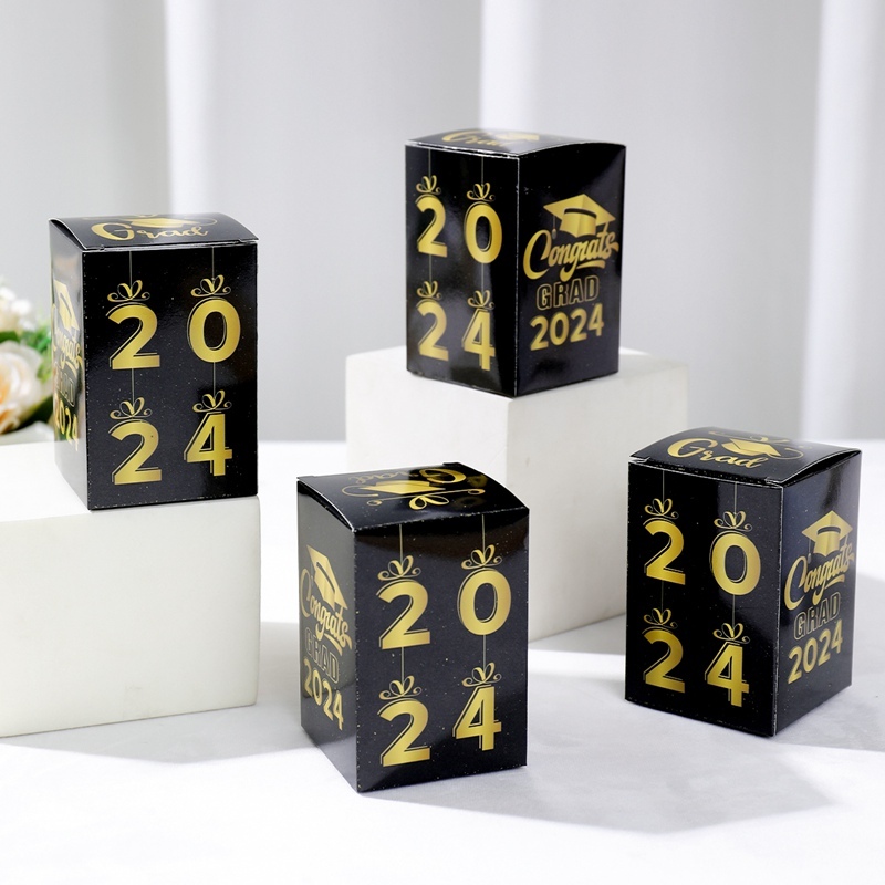 6pcs Black Gold Graduation Gift Box Congrats Grad 2024 Party Favors ...