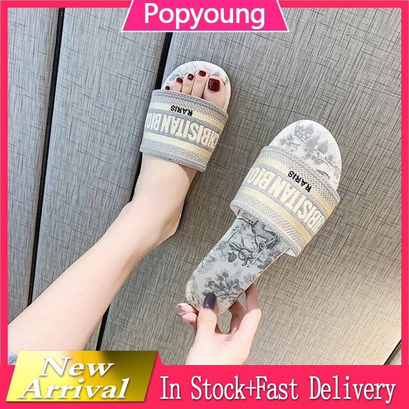 2025 Raya Local Ready Stock Temperament Kasut Tinggi One Word Slippers ...