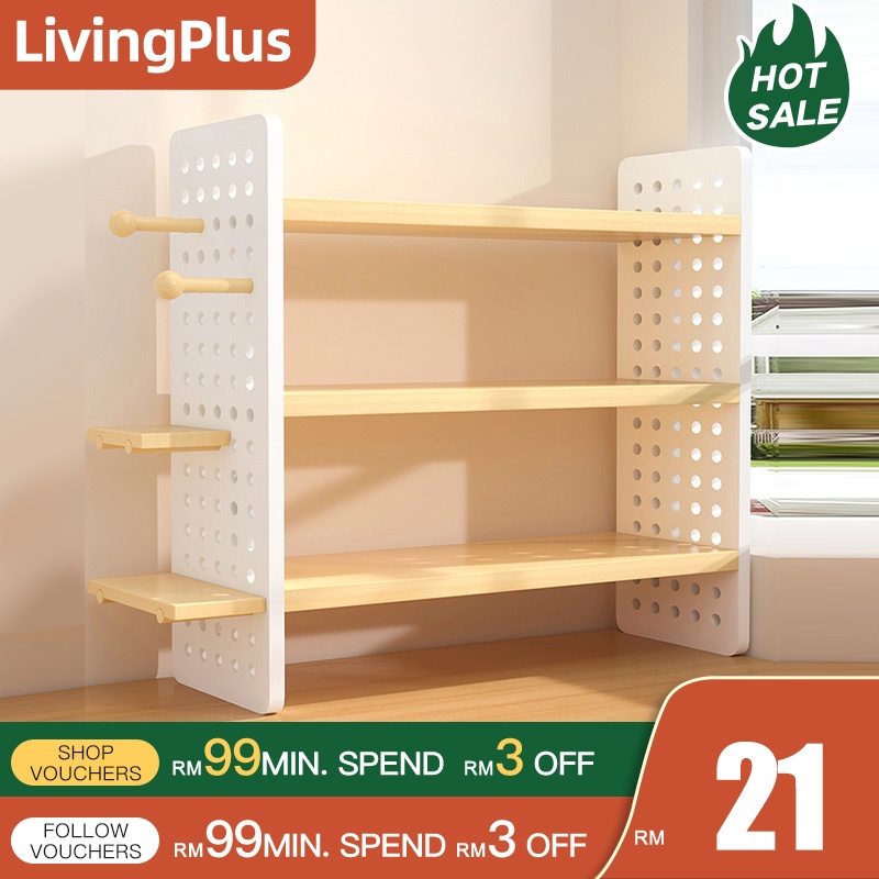 Pegboard Desk Organizer Multipurpose Wooden Desktop Rack Storage ...