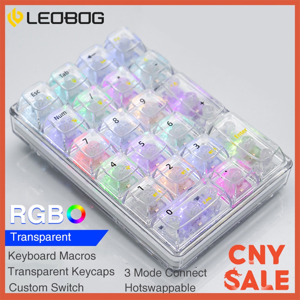 AULA LEOBOG K21 21 keys transparent numeric keyboard 2.4G/Type-C ...
