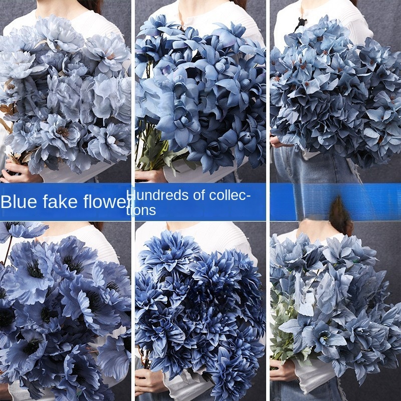 Handmade Floral Arrangements: Artificial Flowers in Misty Blue for ...