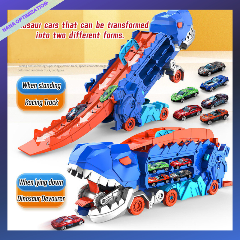 The deformable dinosaur track car for children's toy cars is not only a ...
