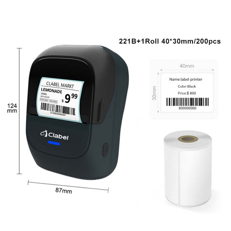 CLABEL 221B Portable Label Printer Bluetooth Thermal Printer ...