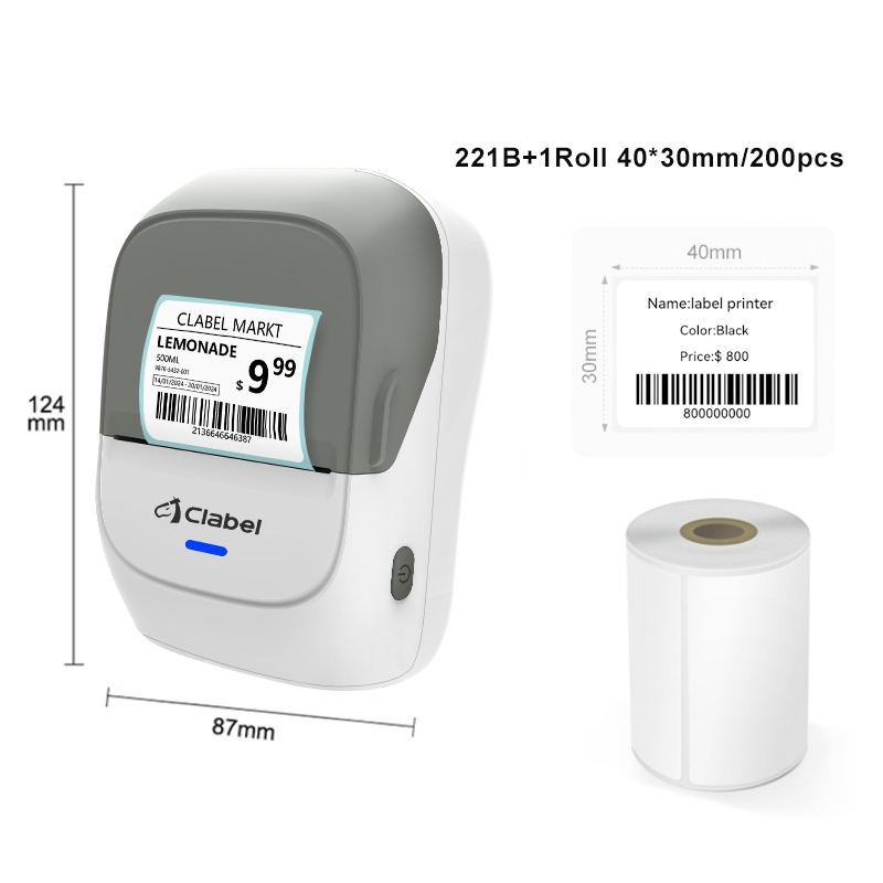 CLABEL 221B Portable Label Printer Bluetooth Thermal Printer ...
