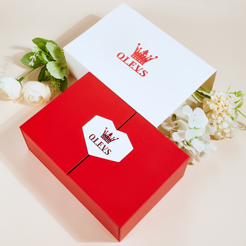 OLEVS Exquisite Red Gift Set Box Original Watch Men's and Women's ...