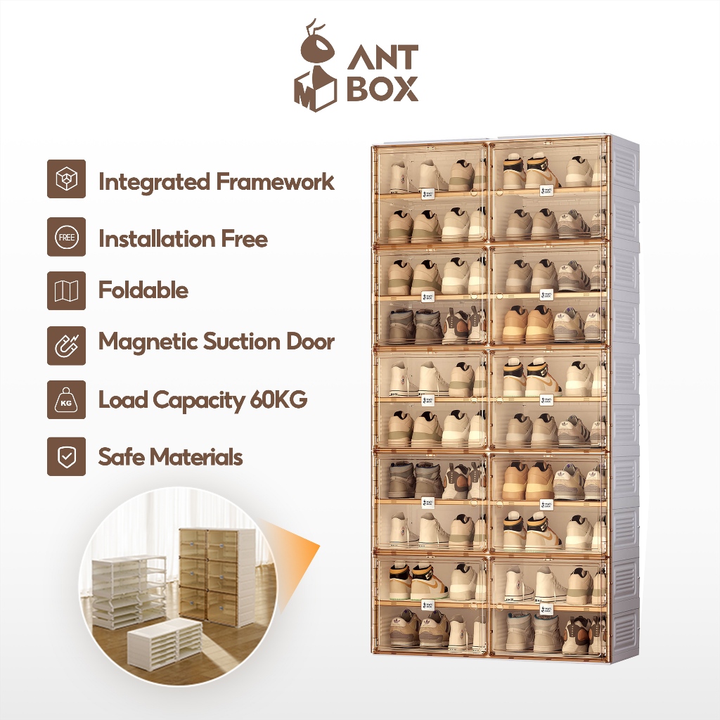 Antbox Shoe Cabinet No Installation Required Portable Stackable Folding ...