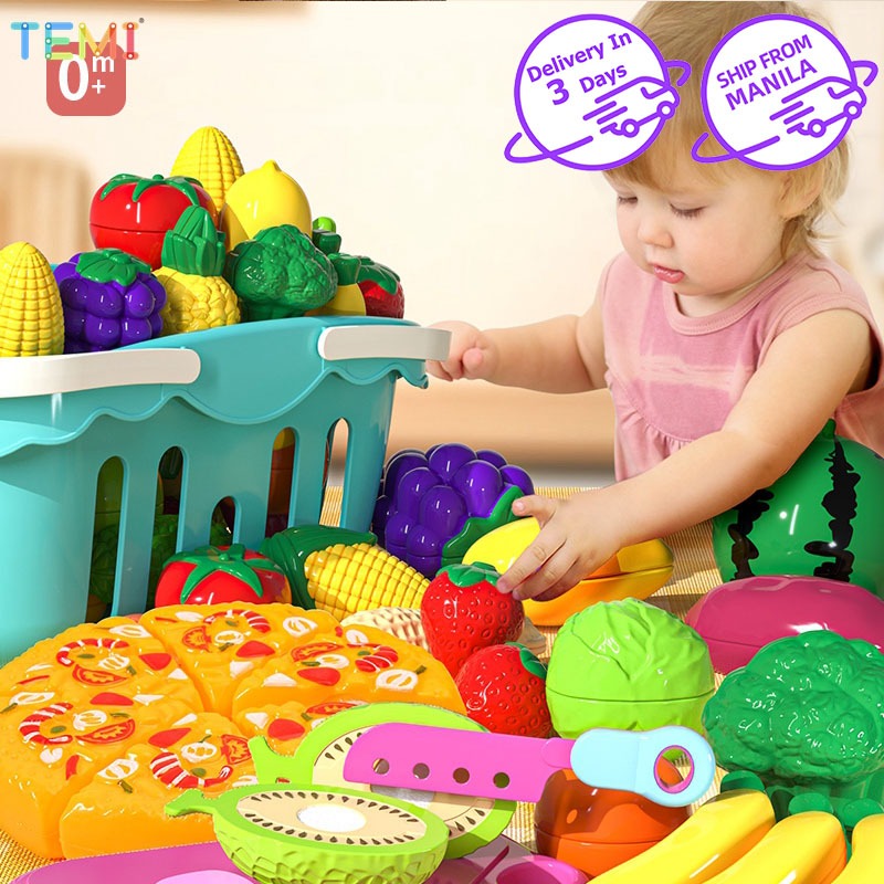 ⭐Shipping from Malaysia⭐TEMI Kid Cutting Fruit Play Set Children's ...