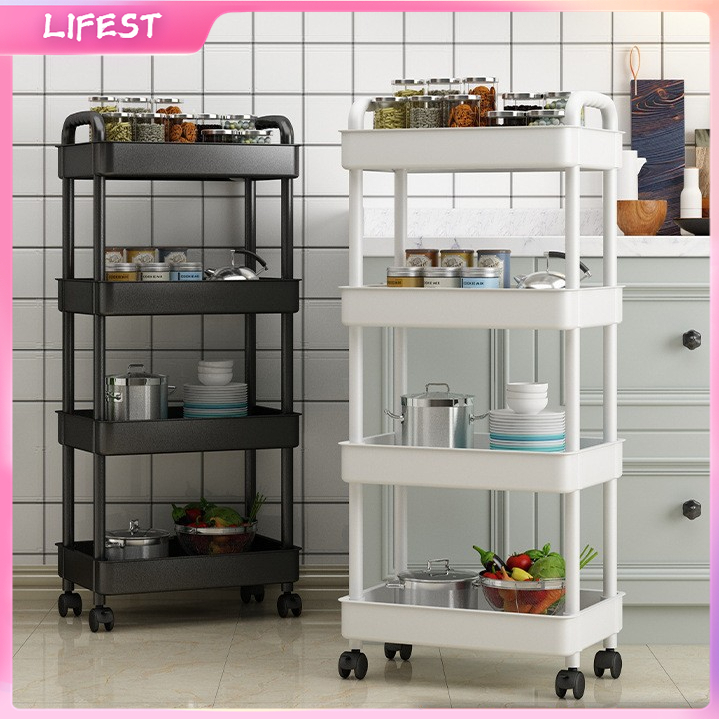 Trolley Storage Rack Living Kitchen Multilayer Rack Shelf With Wheels ...
