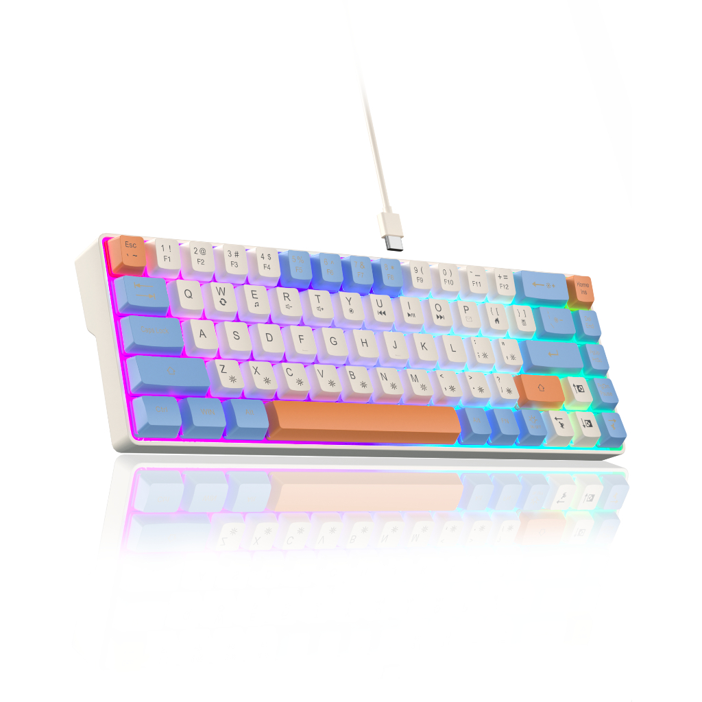 SOLAKAKA SK968 68Keys Wired RGB Membrane Keyboard Colorful Keycaps with ...