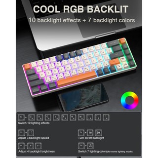 SOLAKAKA SK968 68Keys Wired RGB Membrane Keyboard Colorful Keycaps with ...