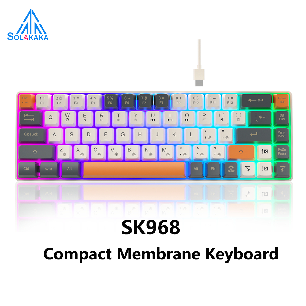 SOLAKAKA SK968 68Keys Wired RGB Membrane Keyboard Colorful Keycaps with ...