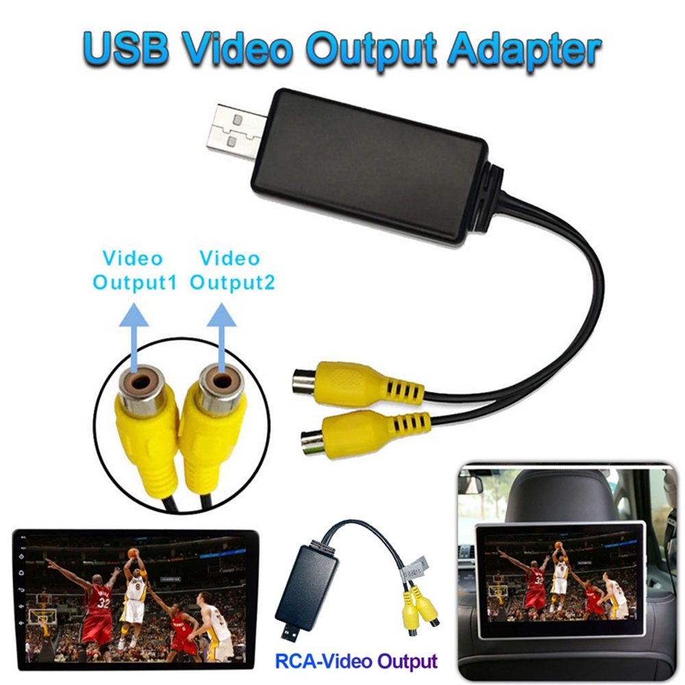 USB To RCA Video Out Adapter Connect Headrest Monitor for Car Radio ...