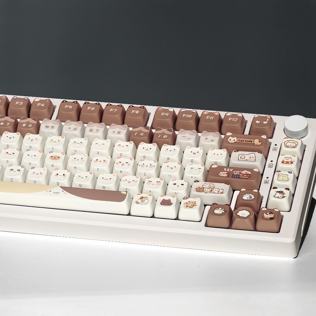 Cute Meow Keycaps Cat Head MAO Profile PBT Square Key Cap Thermal ...