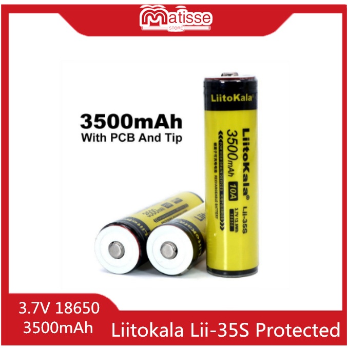 1/2pcs Liitokala Lii-35S Protected 18650 3500mAh Rechargeable Li-lon ...