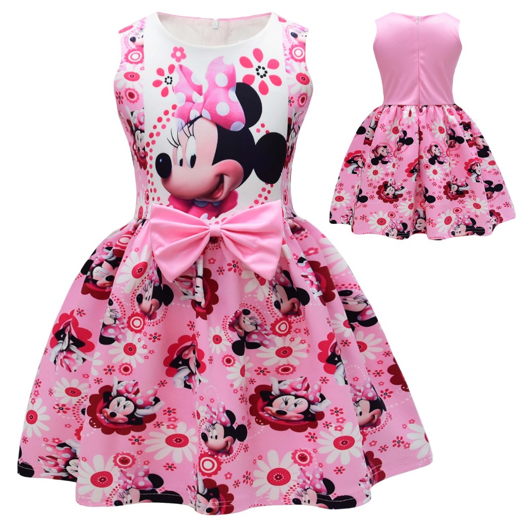 Sleeveless Dress for Kids Girls Mickey Mouse Cartoon Minnie Mouse ...