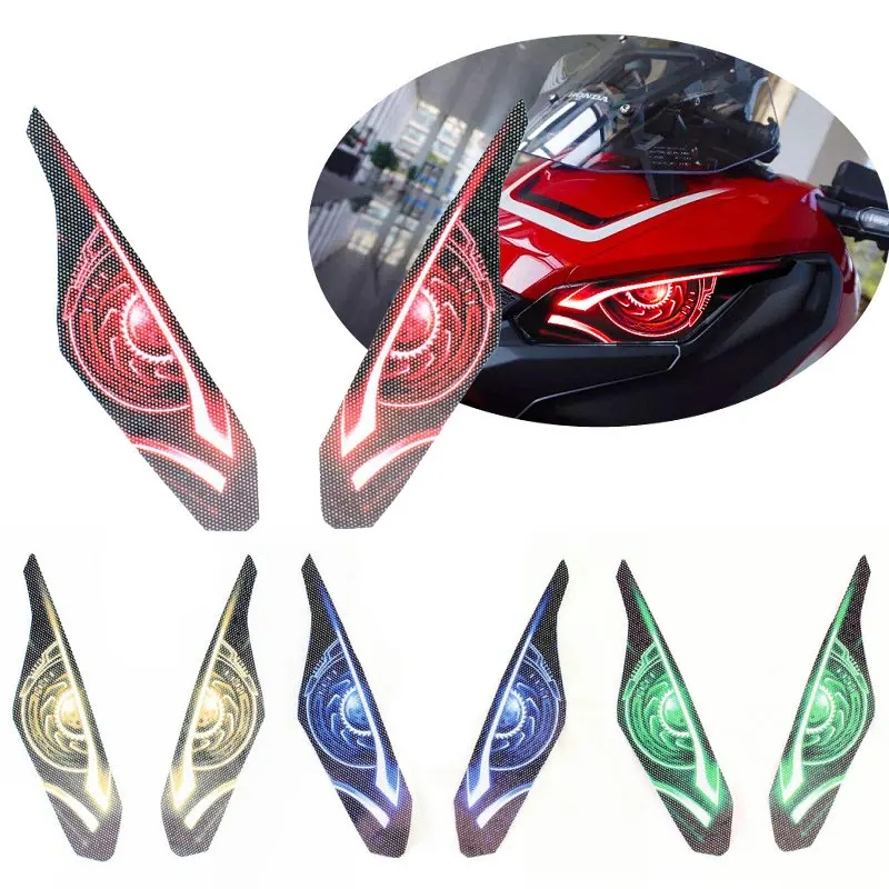 Motorcycle 3D Front Fairing Headlight Stickers Guard Head light ...