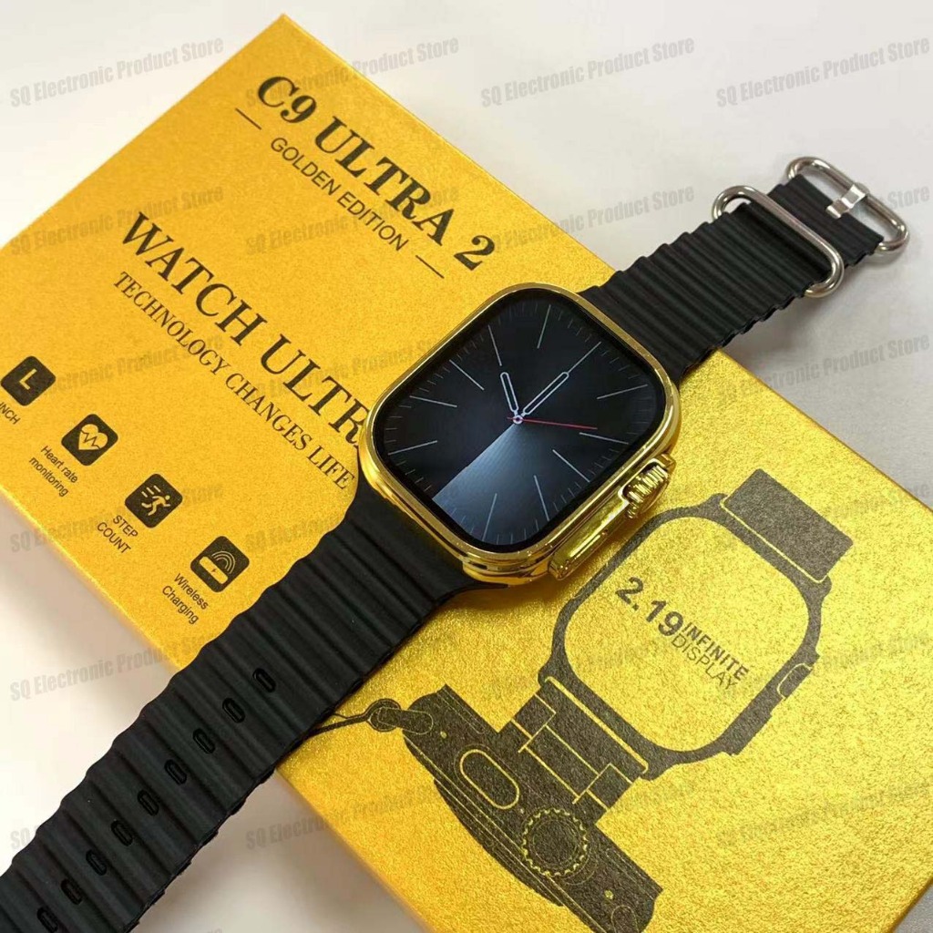 【Local shipment】2024 C9 Ultra MAX Gold Smart Watch NFC Wireless ...
