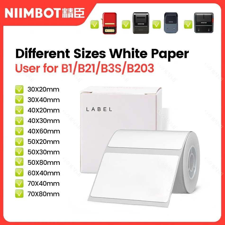 NIIMBOT B21/B1/B203/B3S Label Sticker Waterproof Paper Rolls Various Sizes Patterns, for Niimbot ...