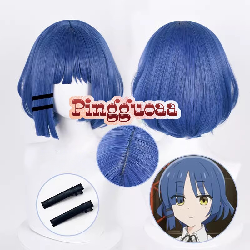 Anime Bocchi The Rock! Yamada Ryo Cosplay Wig 30cm Blue Grey Hair Heat ...