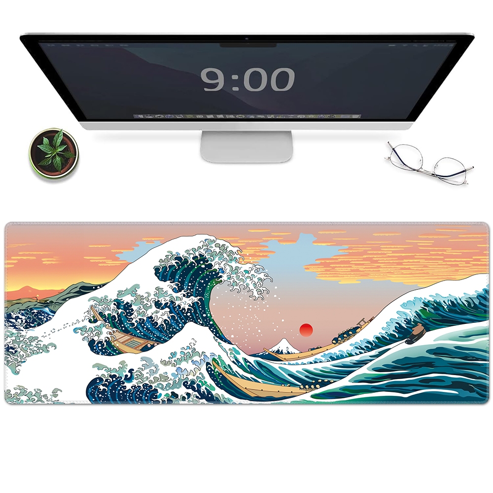 Japanese Sea Wave Mouse Pad, Large Anime Gaming Mousepads, Extended ...