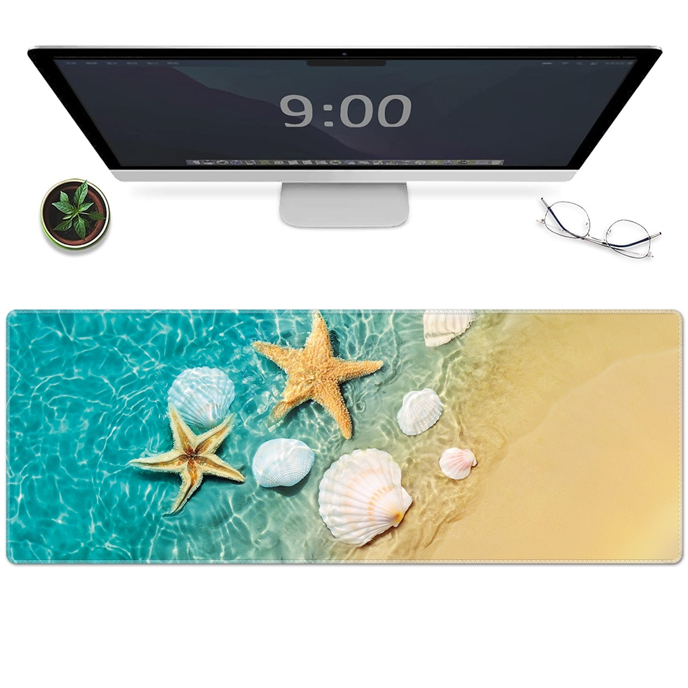 Large Gaming Mousepads Colorful Seashell Starfish Beach Mouse Mat For ...
