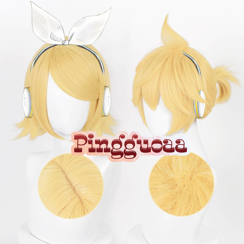 Anime Vocaloid Kagamine Rin/Kagamine Len Cosplay Wig 30cm Short Gold ...
