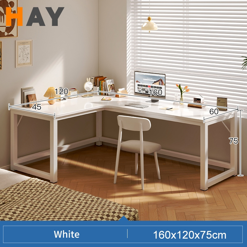 L Shape Table Meja Komputer Office Table Home Computer Desk 180/160/140 ...