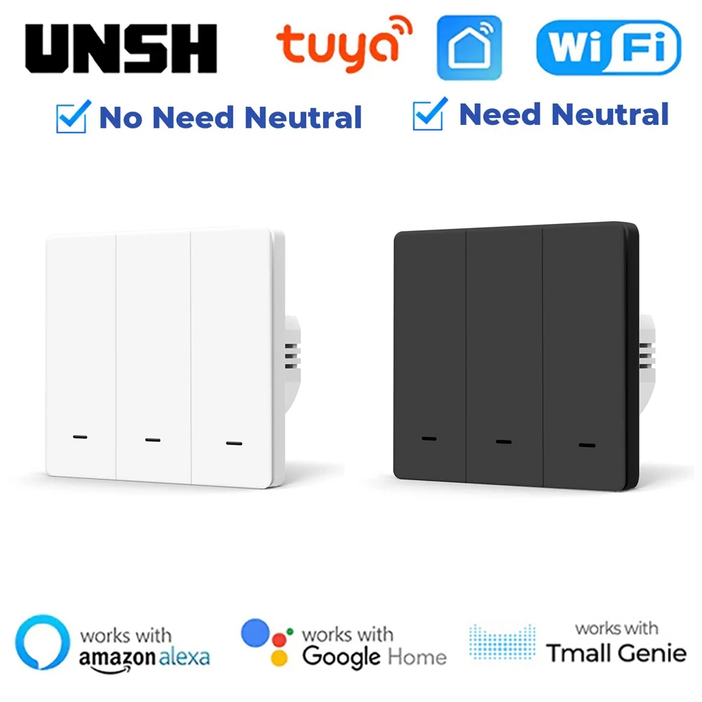 Tuya EU UK Smart WiFi Light Switch Push Button No/with Neutral Wire And ...