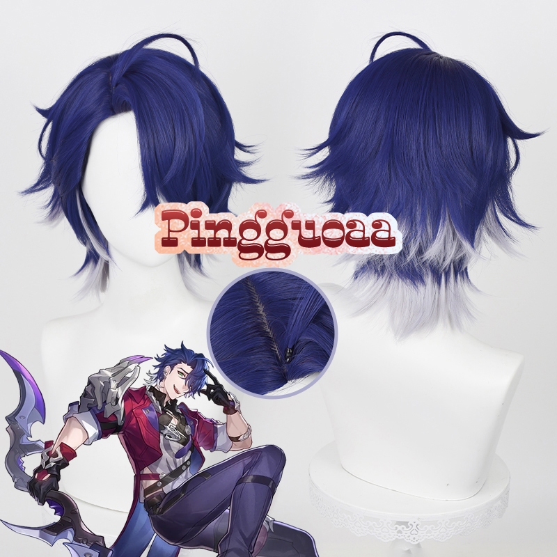 Honkai: Star Rail Sampo Koski Cosplay Wig 33cm Dark Blue Silver White ...
