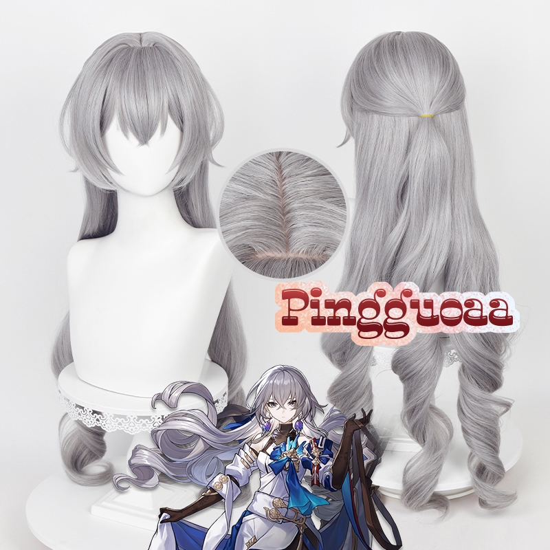 Honkai: Star Rail Bronya Cosplay Wig 95cm Long Curly Silver Grey Wigs ...