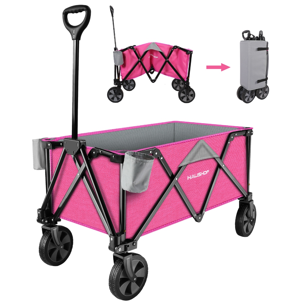 HAUSHOF Heavy Duty Collapsible Wagon Folding Outdoor Utility Wagon ...
