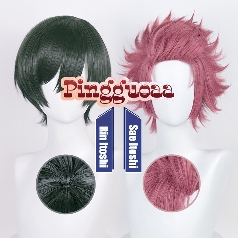 Anime Blue Lock Rin Itoshi/Sae Itoshi Cosplay Wig Dark Green/Rose Red ...