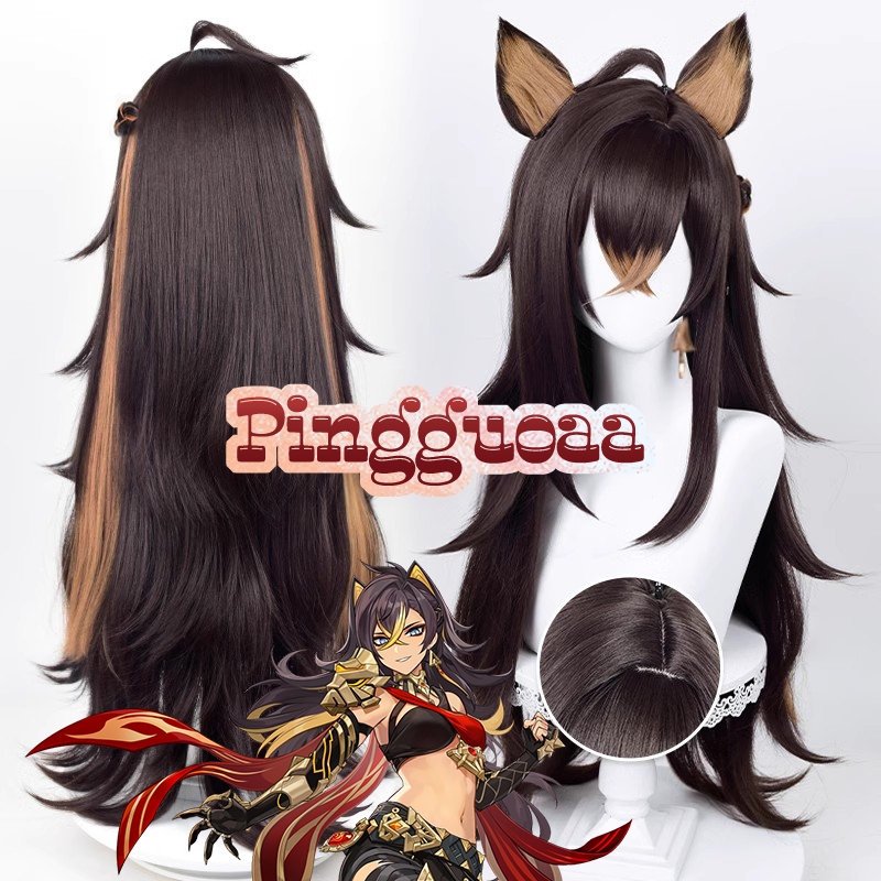 Genshin Impact Dehya Cosplay Wig 80cm Long Brown Heat Resistant ...