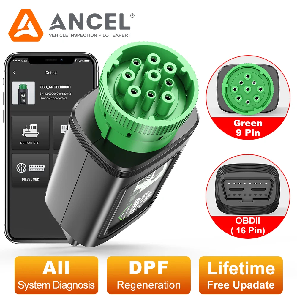 ANCEL HD100 Heavy Duty Tool DPF Regen Truck Diagnostic for Cummins ...
