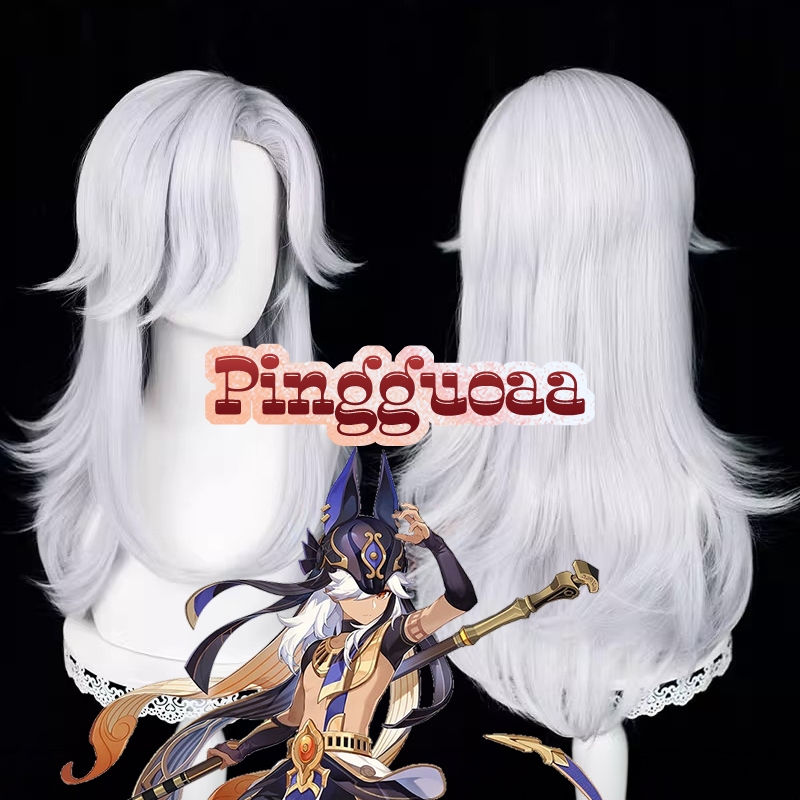 Genshin Impact Cyno Cosplay Wig 62cm Long Silver White Heat Resistant ...