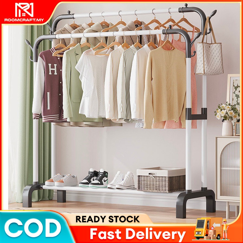 Single / Double Pole Clothes Rack Strong Powder Coated Drying Rack ...