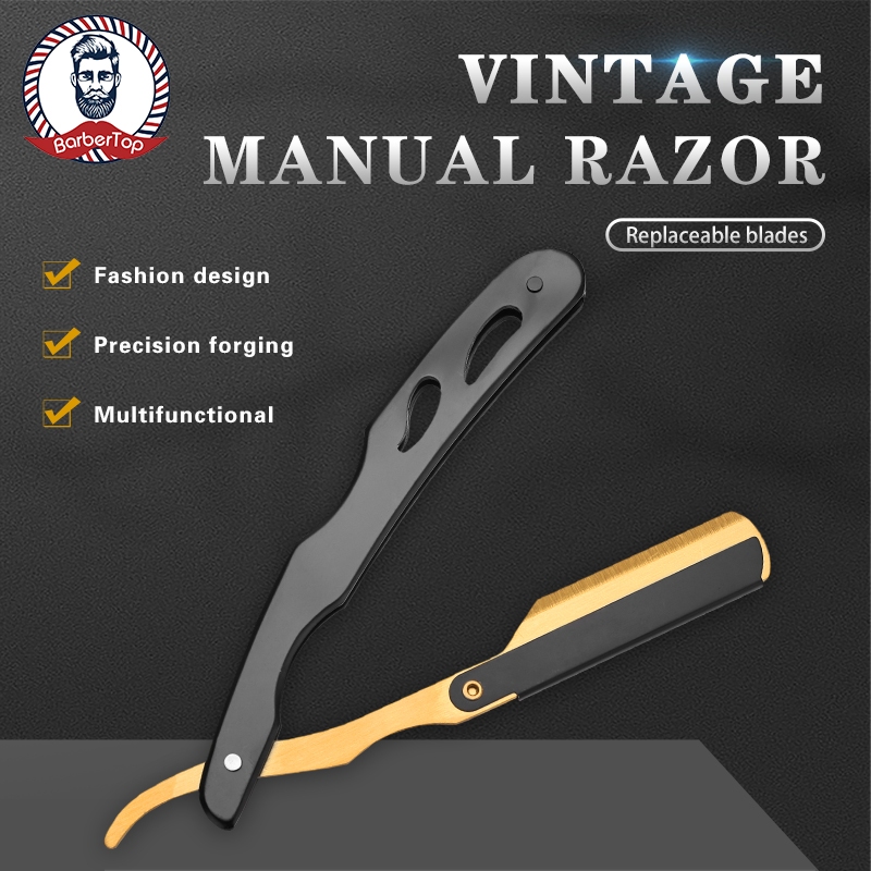 Spray Paint Old-fashioned Black Gold Manual Razor Razor Haircut Razor ...