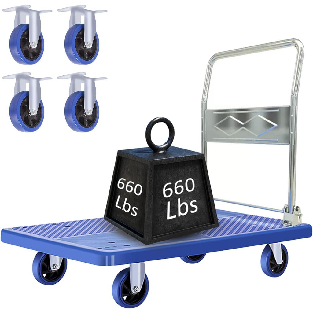 Handtruck Heavy Duty Trolly Push Cart 360 Degree Swivel Wheels Trolley Hand Truck Portable Cart ...