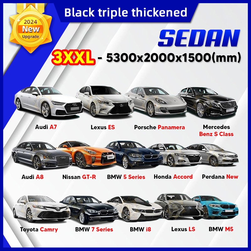 🔥3-layer thickening🔥Black Car Cover Outdoor Protection Waterproof Water ...
