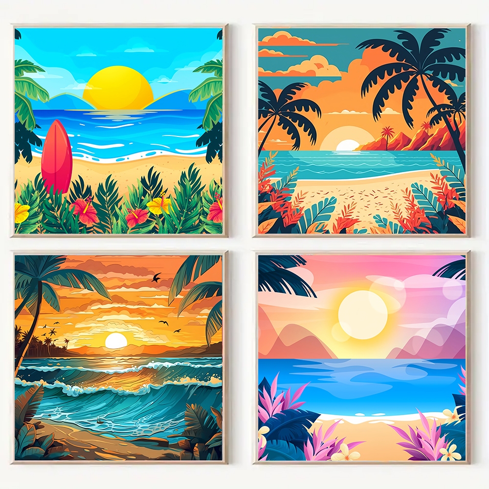 DROFE / Paint By Numbers / Beach Sunset / Digital Oil Painting by ...