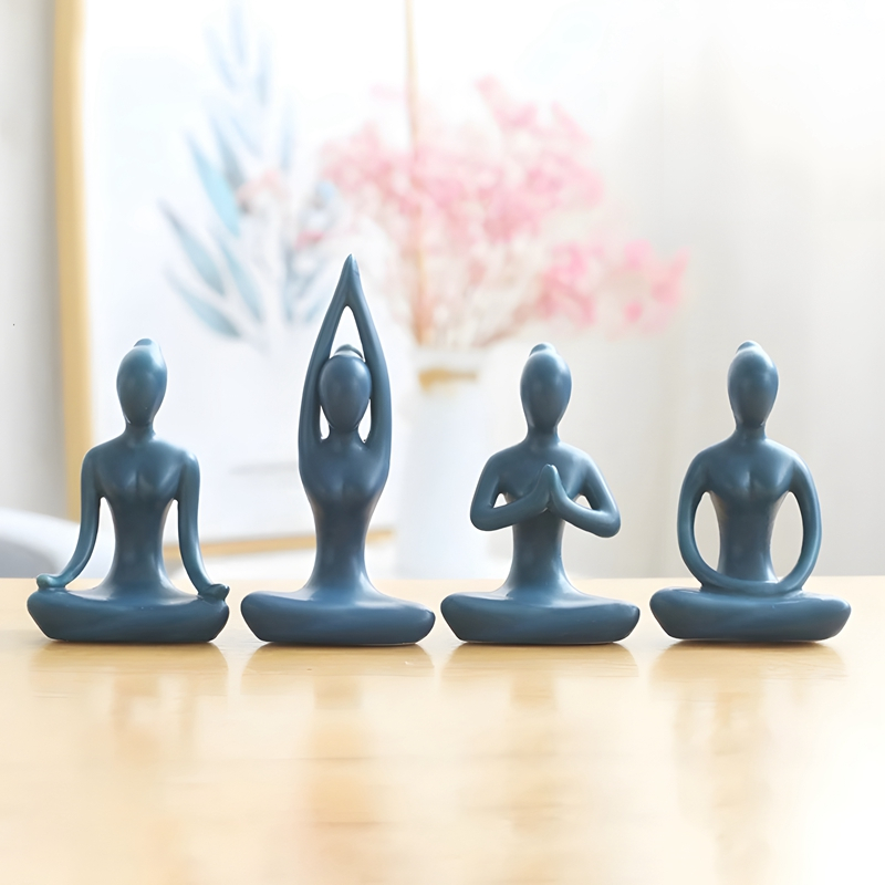 Blue Zen Abstract Yoga Poses Girls Women Figurine Lady Figure Statue ...